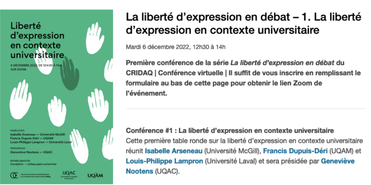 La liberté d’expression en contexte universitaire - Observatoire des profilages